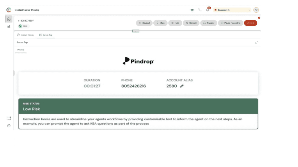 Pindrop® Technology + Webex Contact Center